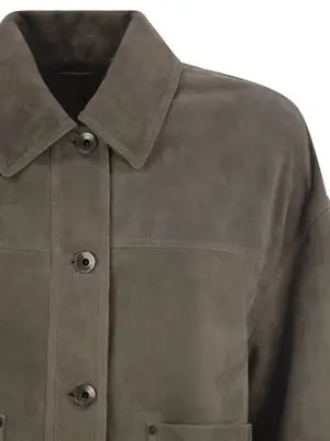 Brunello Cucinelli Couture Leather Shirt Jacket