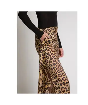 Alberta Ferretti Silk Long Skirt With Leopard Print