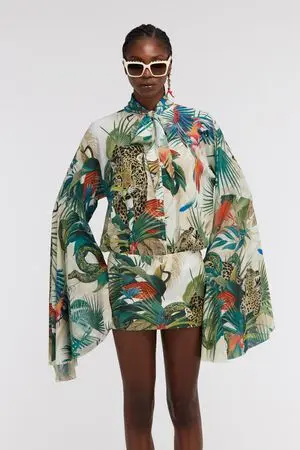 Roberto Cavalli Jungle Print Viscose Blouse