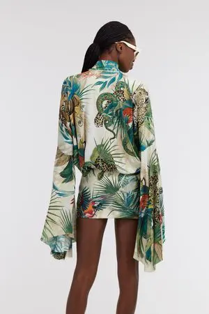Roberto Cavalli Jungle Print Viscose Blouse