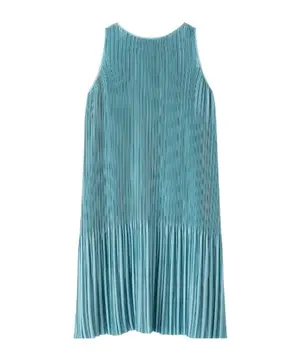 JOSEPH Rida Pleated Satin Dress - Chambray