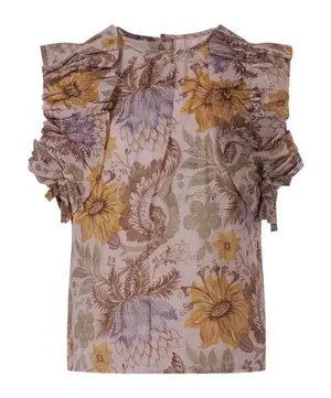 Zimmermann Ruffled Floral Blouse - Brown
