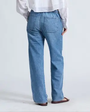 Rag & Bone Double Striped Wide Leg Jeans - Blue