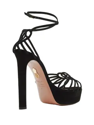 AQUAZZURA Sweetheart Platform Sandals With Ankle Strap - Black