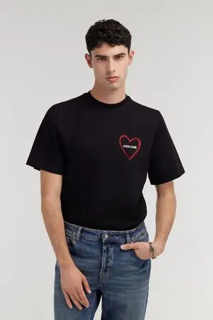 Roberto Cavalli Heart-embroidered Cotton T-shirt