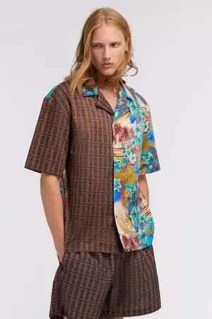 Roberto Cavalli Monogram-print Panelled Shirt