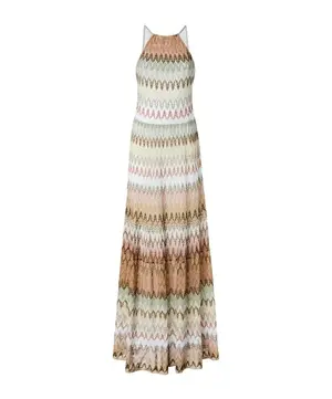Missoni Zigzag-pattern Halterneck Maxi Dress - Nude