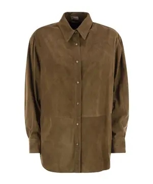 Brunello Cucinelli Bead-embellished Leather Shirt