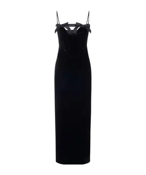 Alessandra Rich Velvet Dress With Bows - Black