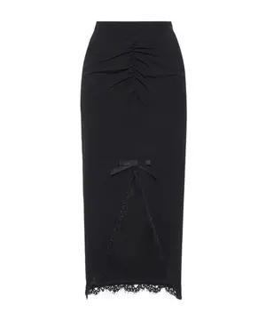 Alessandra Rich Lace-trim Midi Skirt - Black