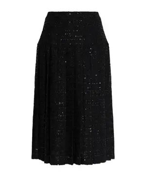 Alessandra Rich Sequin Tweed Pleated Skirt - Black