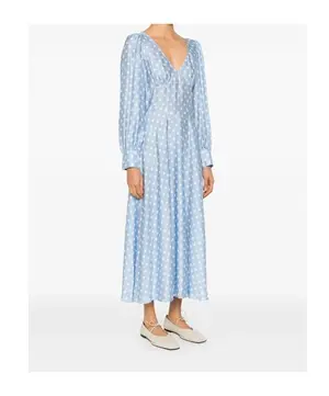 Posse Long-sleeved Polka Dot Midi Dress