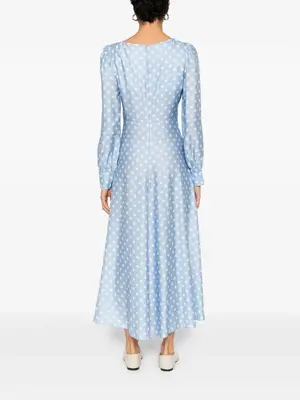 Posse Long-sleeved Polka Dot Midi Dress