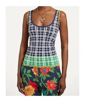 La DoubleJ Check Ribbed Top