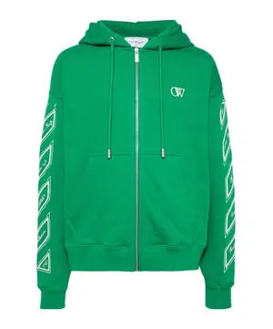 Off-White Diagonal Stripe Zip-up Hoodie