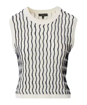 Rag & Bone Leslie Striped Openwork Knit Vest - Ivory