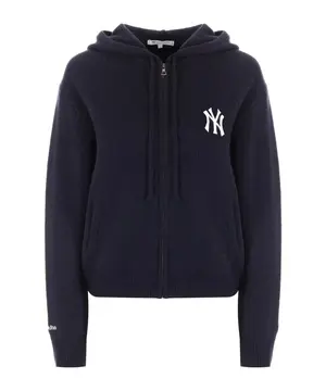 SPORTY  RICH Sporty & Rich Long Sleeve Zip-up Hoodie With Embroidered Logo