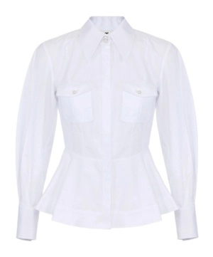 Elisabetta Franchi Cotton Poplin Shirt With Flounce - White