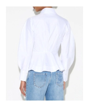 Elisabetta Franchi Long-sleeve Flounce Poplin Shirt - White
