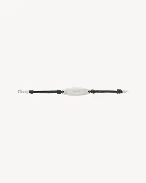 Saint Laurent Engraved Plaque Cord Bracelet