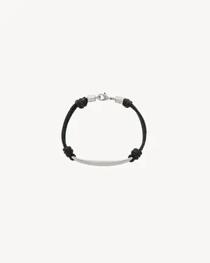 Saint Laurent Engraved Plaque Cord Bracelet