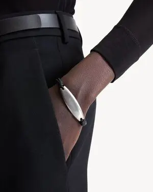 Saint Laurent Engraved Plaque Cord Bracelet