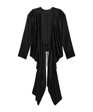 Helmut Lang Long-sleeve Draped Scarf Top - Black