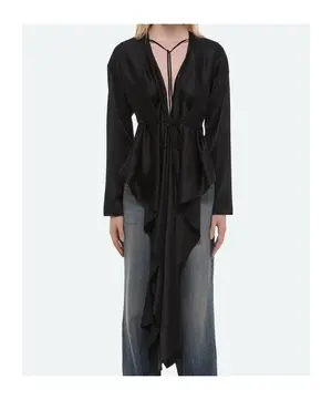 Helmut Lang Long-sleeve Draped Scarf Top