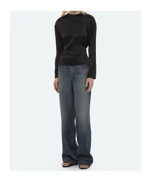 Helmut Lang Long-sleeve Draped Scarf Top