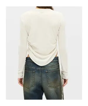 ANN DEMEULEMEESTER Graphic Print Ruched Long Sleeve Top