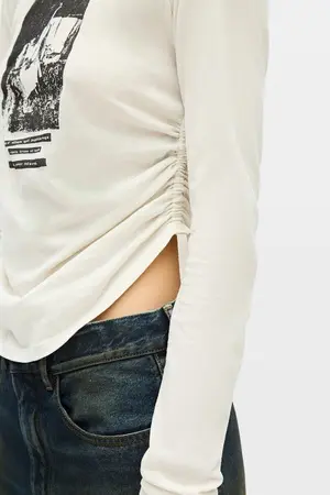 ANN DEMEULEMEESTER Graphic Print Ruched Long Sleeve Top