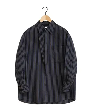 LEMAIRE Striped Button-up Shirt - Brown/ocean