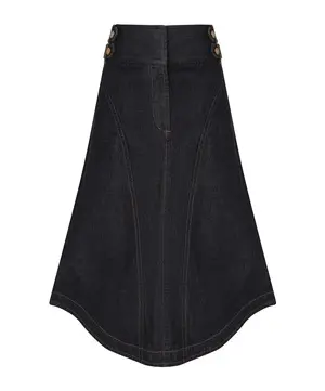 Zimmermann Denim Cargo Midi Skirt - Black