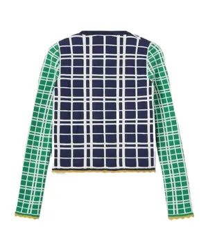 La DoubleJ Tie Front Checked Cardigan