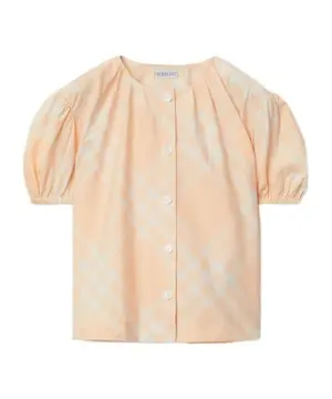 Burberry Check-print Cotton Blouse - Nude