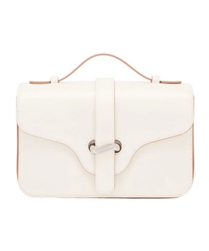 Emporio Armani Top Handle Bag In Smooth Leather With A Metal Clasp - White