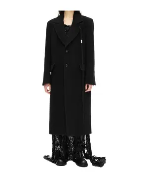 ANN DEMEULEMEESTER Single-breasted Notched Lapel Wool Coat - Black