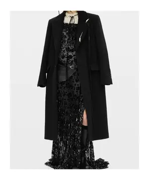 ANN DEMEULEMEESTER Single-breasted Notched Lapel Wool Coat - Black