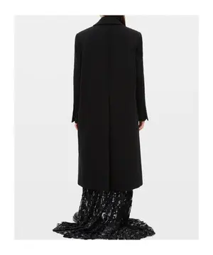 ANN DEMEULEMEESTER Single-breasted Notched Lapel Wool Coat - Black