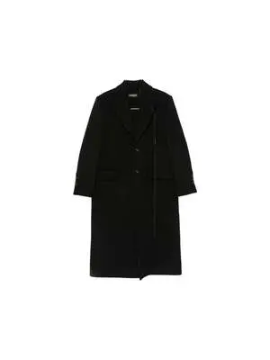 ANN DEMEULEMEESTER Single-breasted Notched Lapel Wool Coat - Black