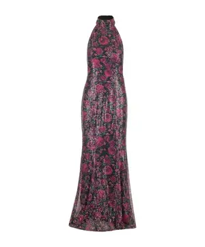 ROTATE BY BIRGER CHRISTENSEN Rose-pattern Sequin Maxi Dress