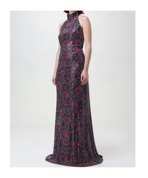ROTATE BY BIRGER CHRISTENSEN Rose-pattern Sequin Maxi Dress