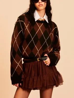 ANIYE BY Rebby Argyle-knit Sweater - Black Choco