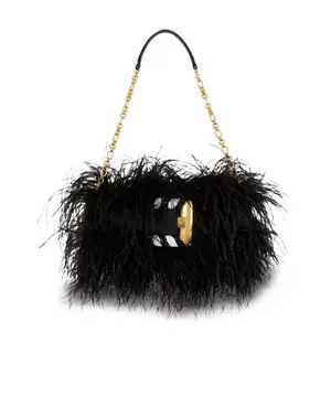 Balmain Anthem Feather-detail Shoulder Bag - Black