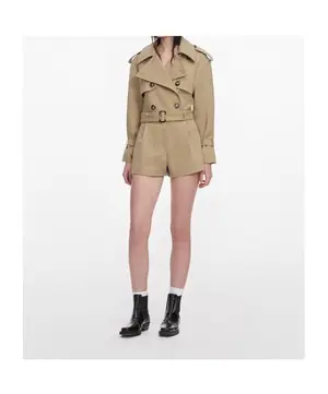 SELF-PORTRAIT Belted Cropped Trench Jacket
