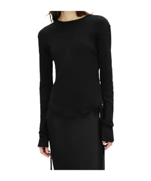 ANN DEMEULEMEESTER Ann Demeulemeester Wrinkled Texture Cropped T-Shirt Black