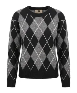 ANIYE BY Crew-neck Knit Top - Black Gray