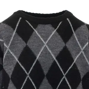 ANIYE BY Rebby Argyle Knitted Sweater - Black Gray