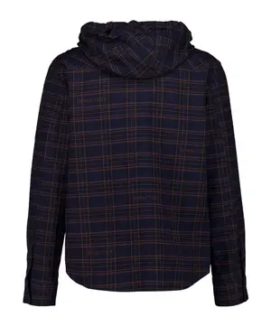 Off-White Hooded Plaid Shirt Jacket