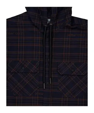 Off-White Hooded Plaid Shirt Jacket